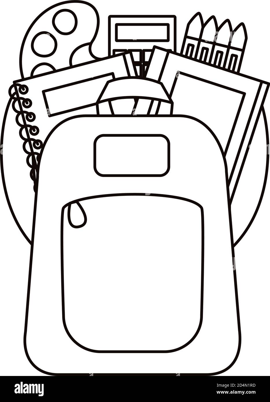 school bag and school supplies line style icon vector illustration ...