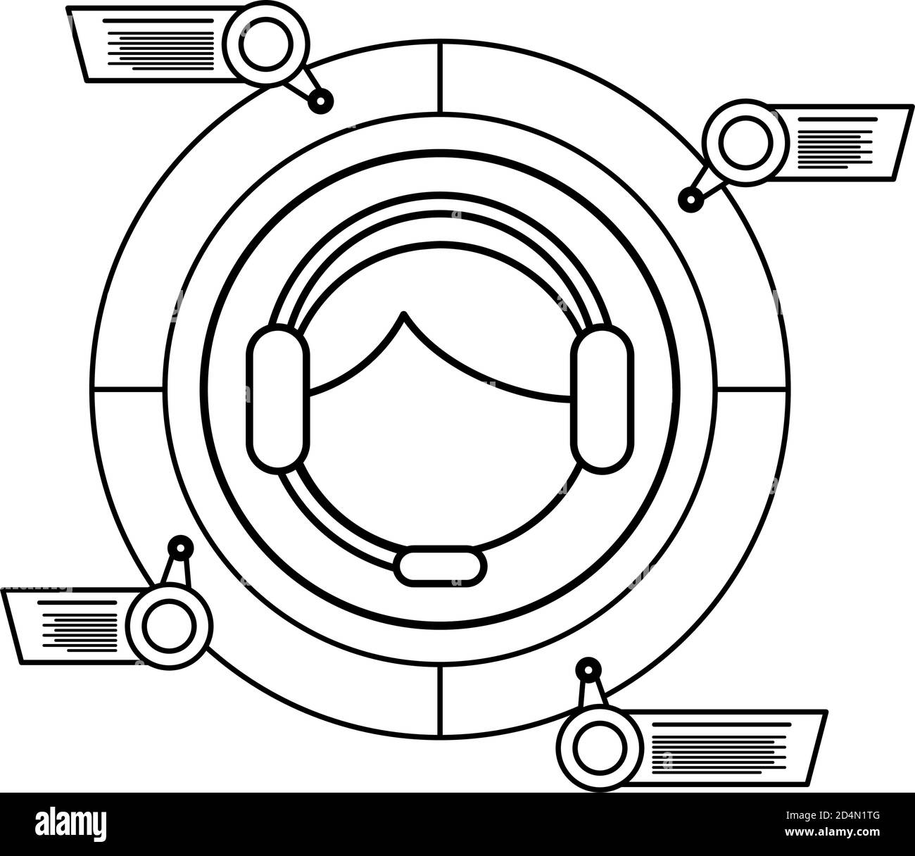 man with headset infographics statistics line style icon vector ...