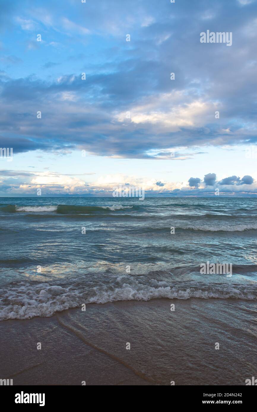 Late afternoon on the shores of Lake Michigan. Evanston Beach, Illinois ...