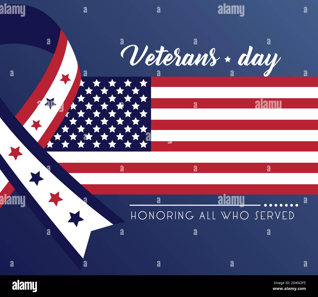 happy veterans day lettering with ribbon campaign vector illustration ...