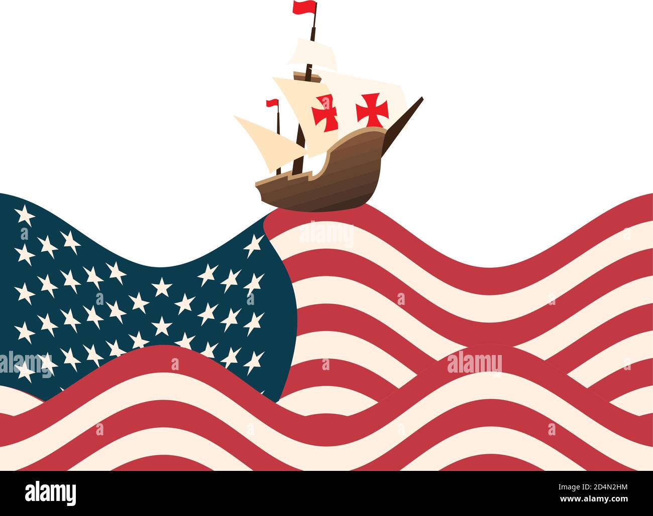 Christopher Columbus ship with usa flag design of america and discovery ...