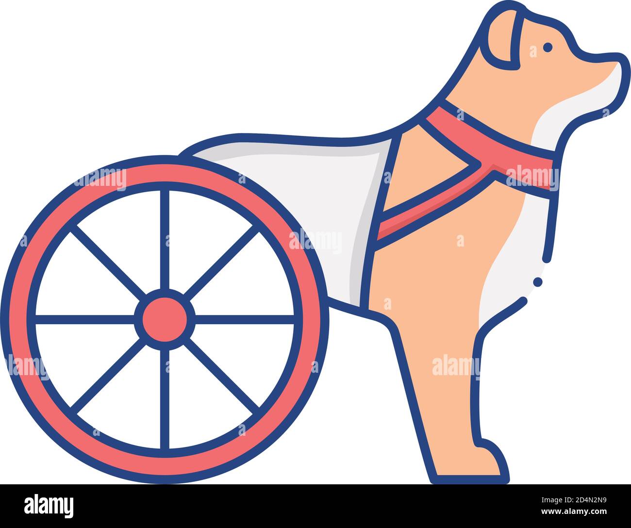 dog disabled with wheels flat style icon vector illustration design ...