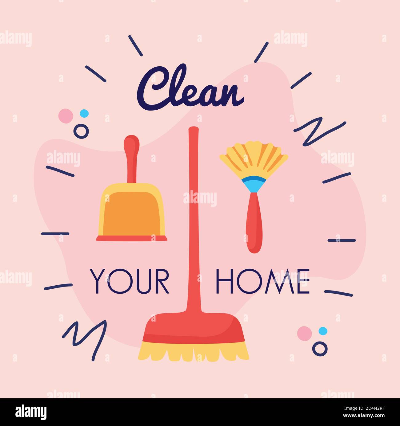clean your home lettering with tools vector illustration design Stock ...