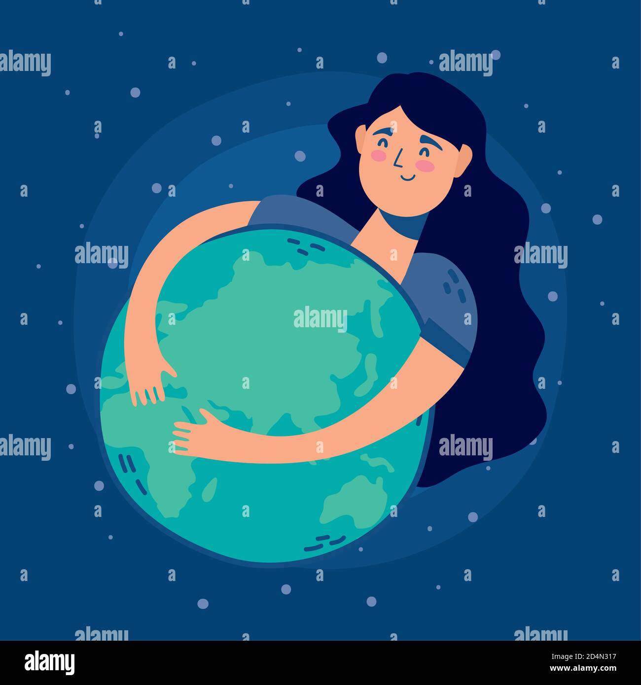 woman huging world planet earth vector illustration design Stock Vector ...