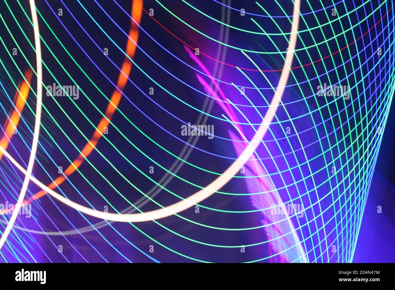 Abstract background with colorful lights in sliding and bending forms ...
