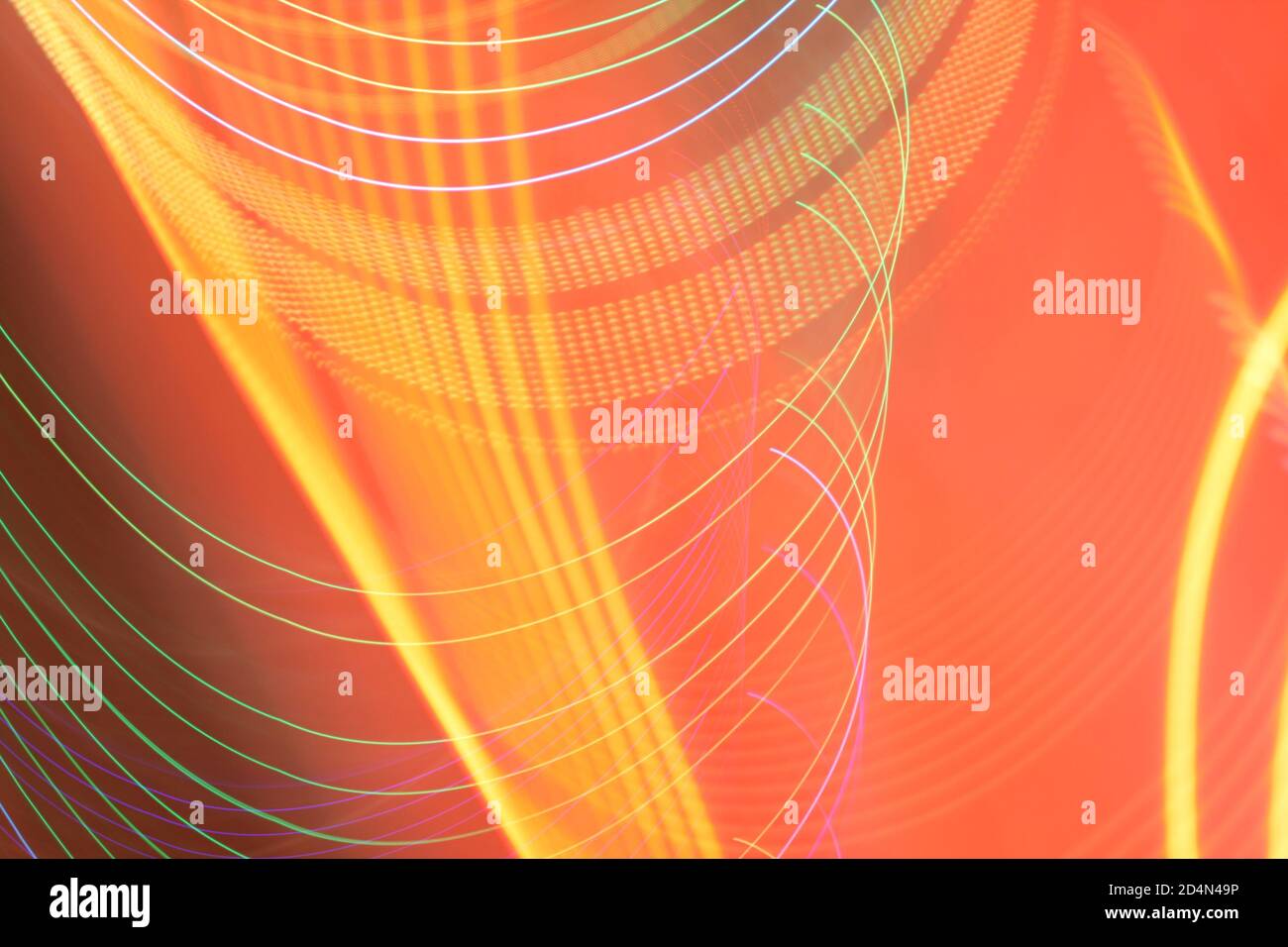 Abstract background with colorful lights in sliding and bending forms ...