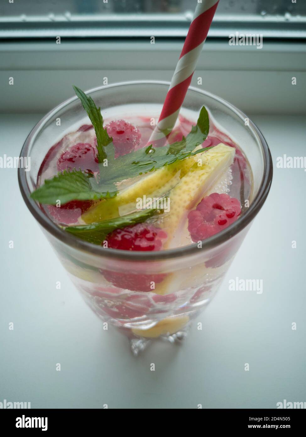 Homemade summer refreshing cocktail of fruits and berries Stock Photo ...