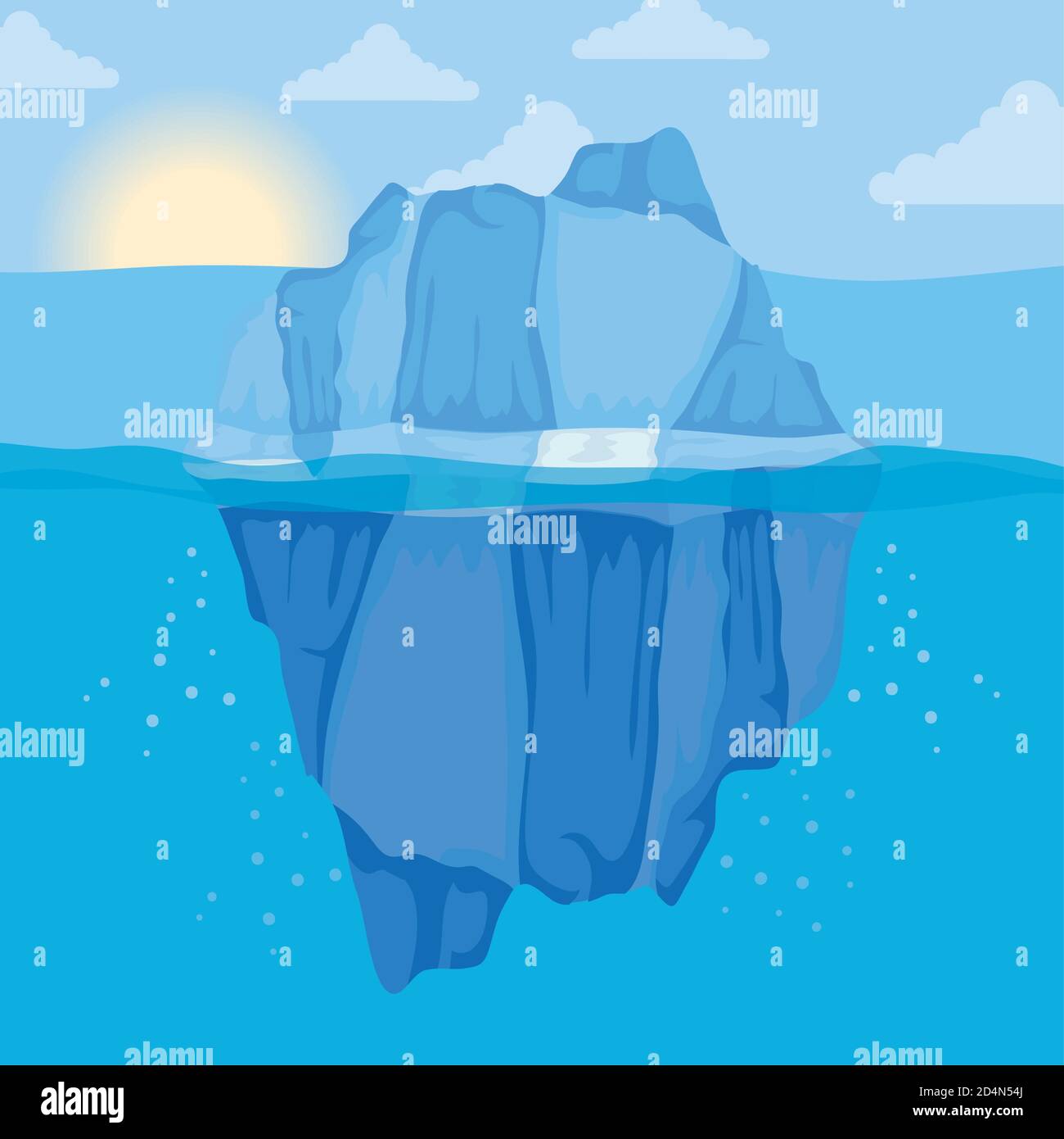 iceberg block and sun arctic scene landscape vector illustration design ...