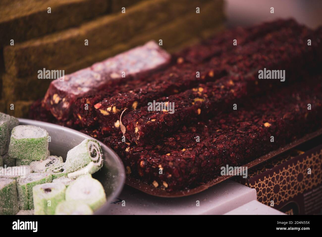 Set of the Turkish traditional sweet candies in the market Stock Photo ...