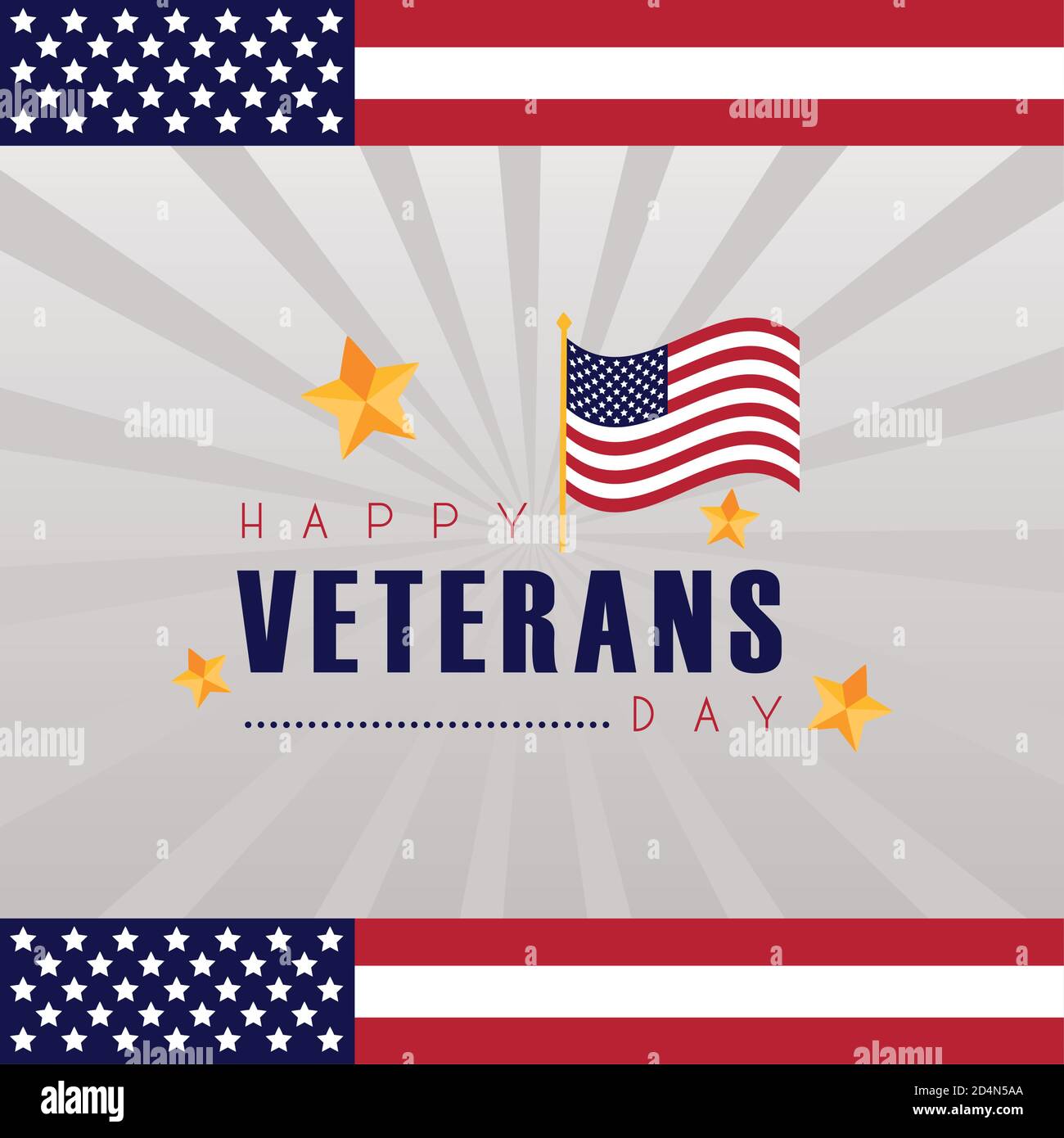happy veterans day lettering with usa flag frame vector illustration ...