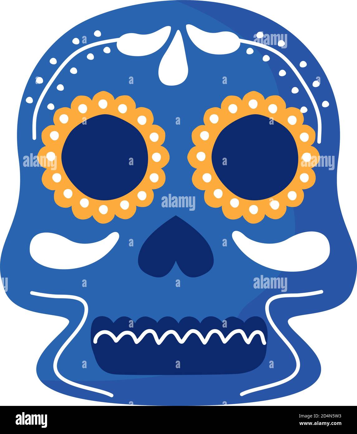 traditional mexican skull head flat style icon vector illustration ...