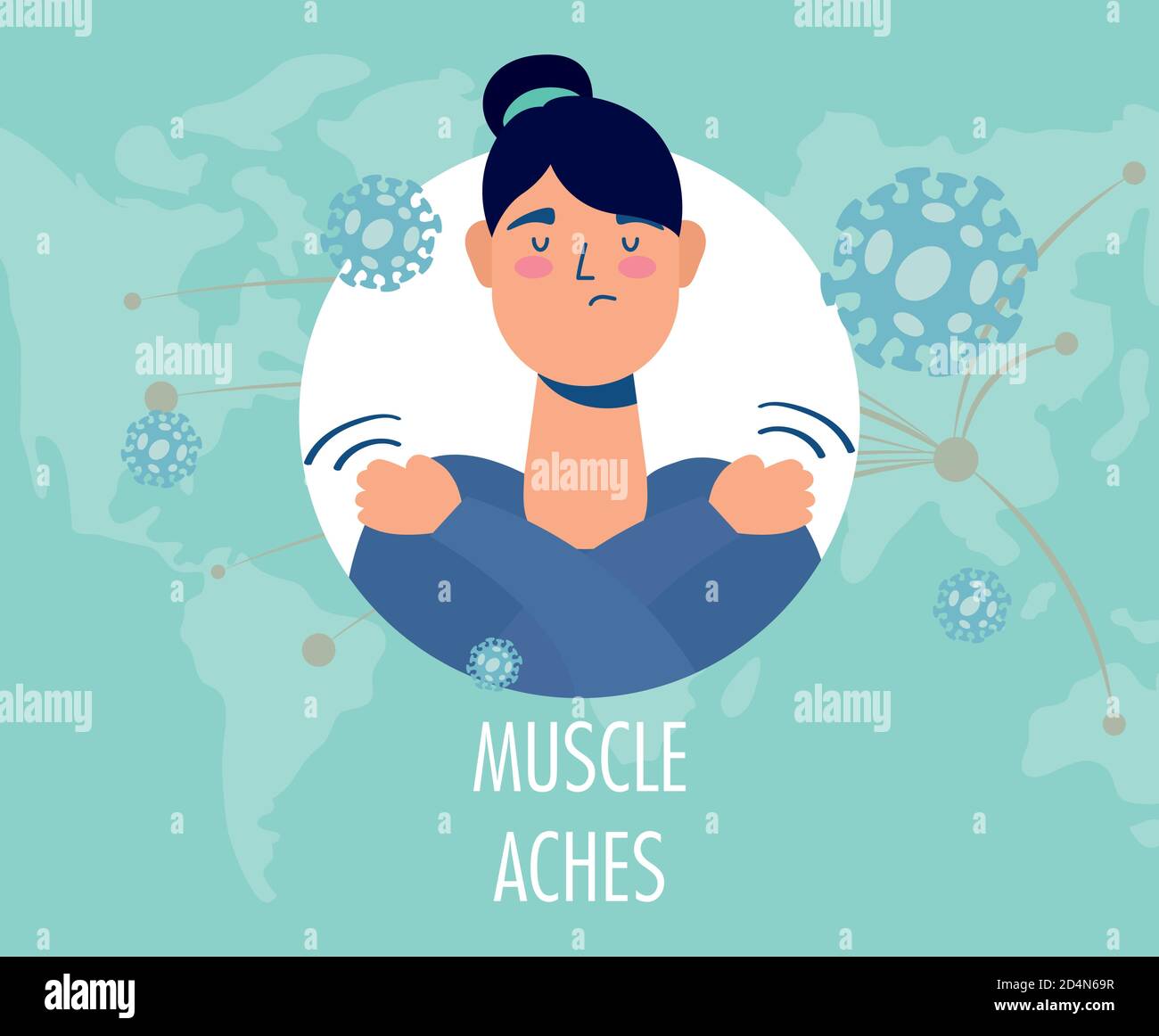 woman sick with muscle aches covid19 symptom character vector ...