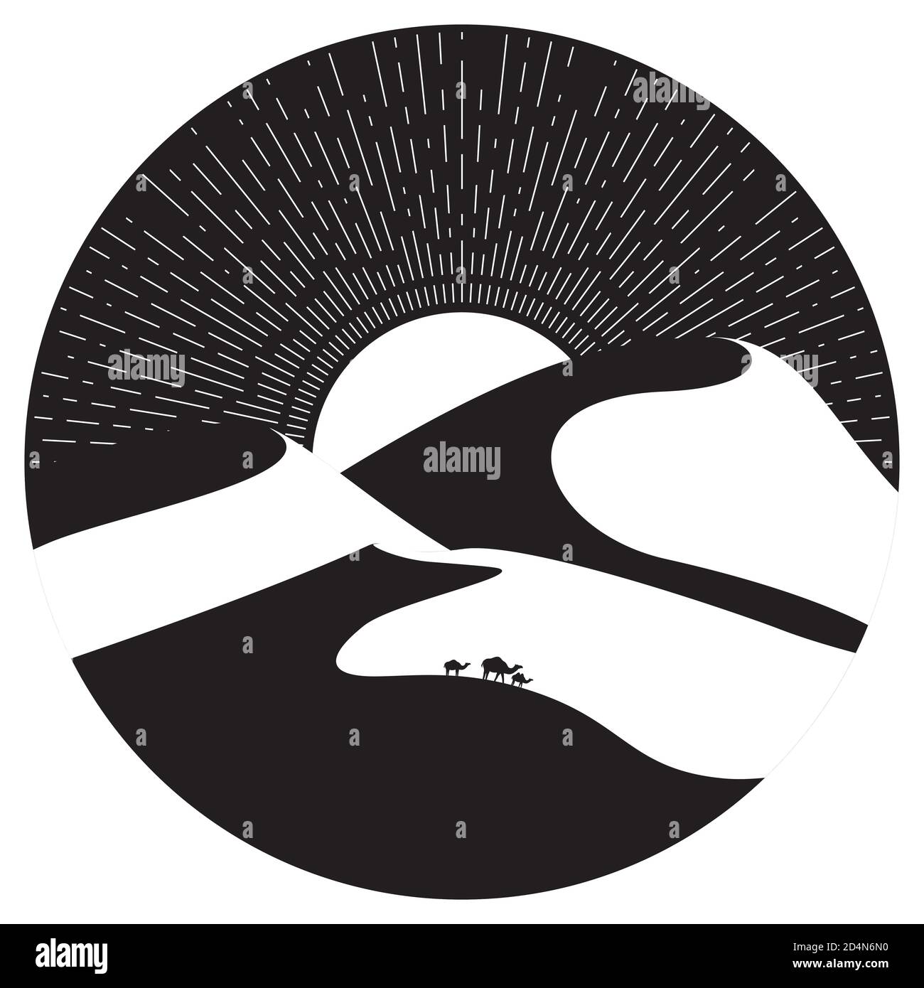 Sand dunes in desert, vintage minimalist poster design Stock Vector ...