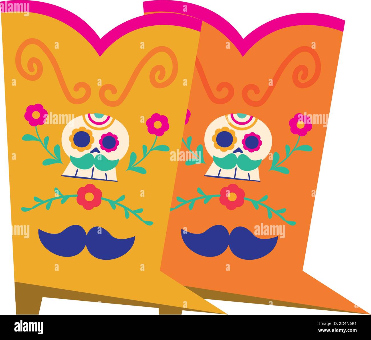 Mexican yellow boots design, Mexico culture theme Vector illustration ...