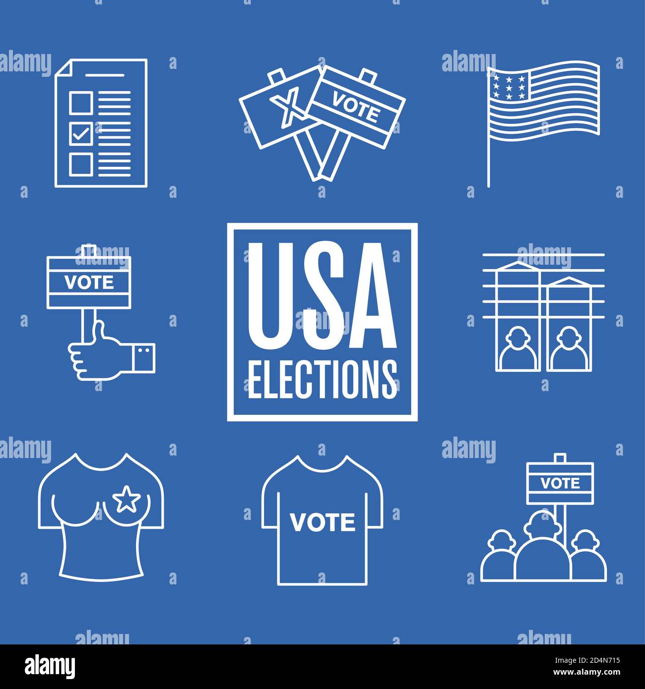 usa elections and vote line style set icons design, President election ...
