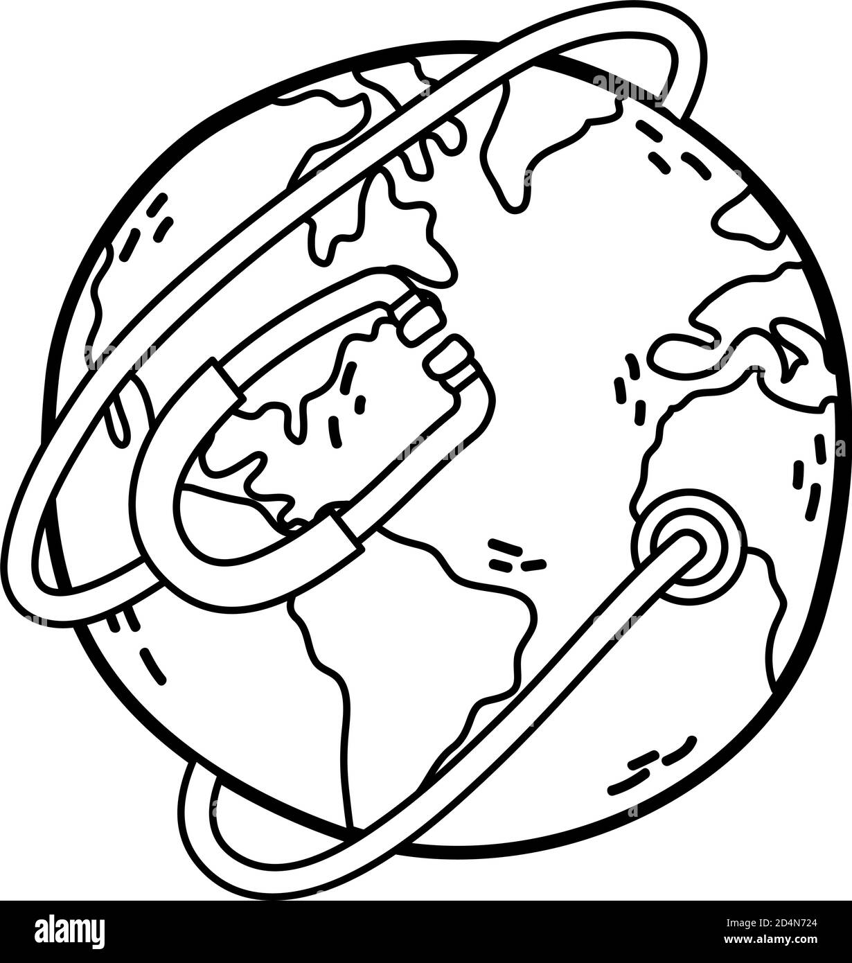 world planet earth with stethoscope medical vector illustration design ...