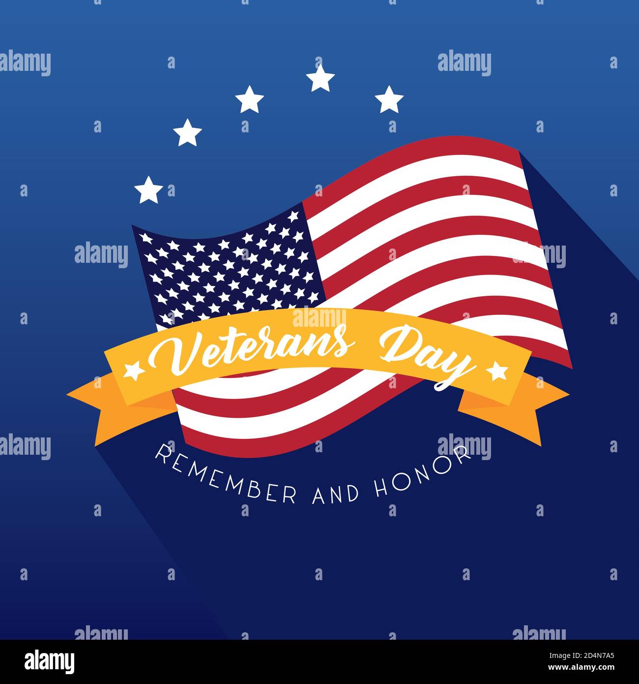 happy veterans day lettering with usa flag and ribbon frame vector ...