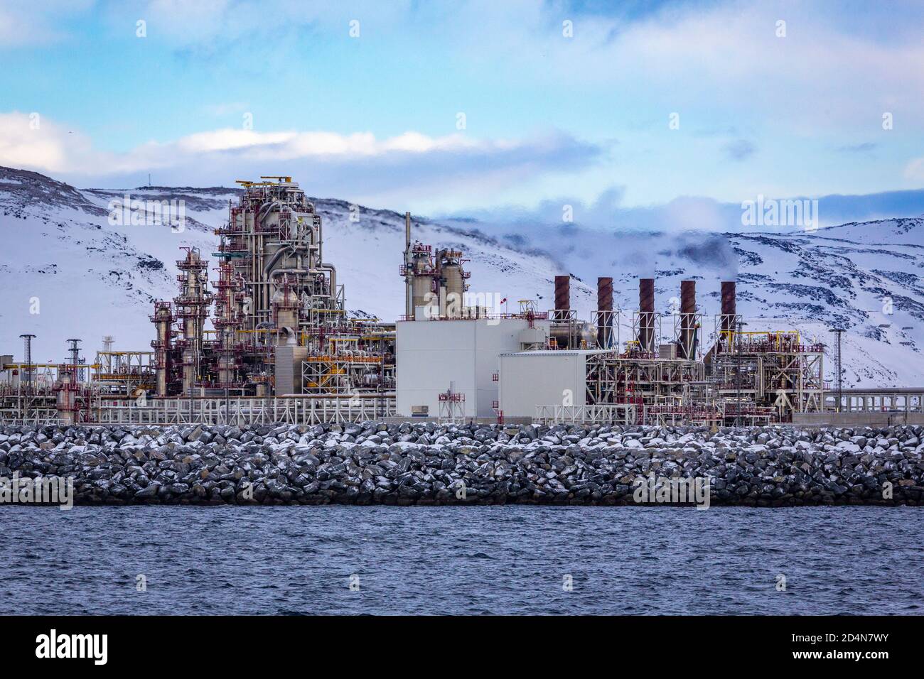 Modern factory for liqufaction of gas on Melkøya near Hammerfest in ...