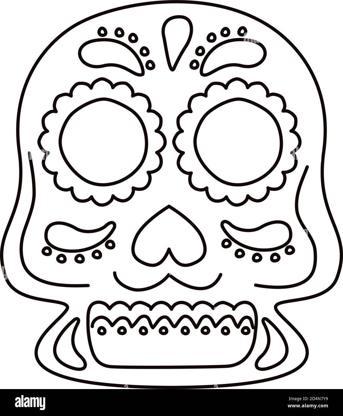 traditional mexican skull head line style icon vector illustration ...