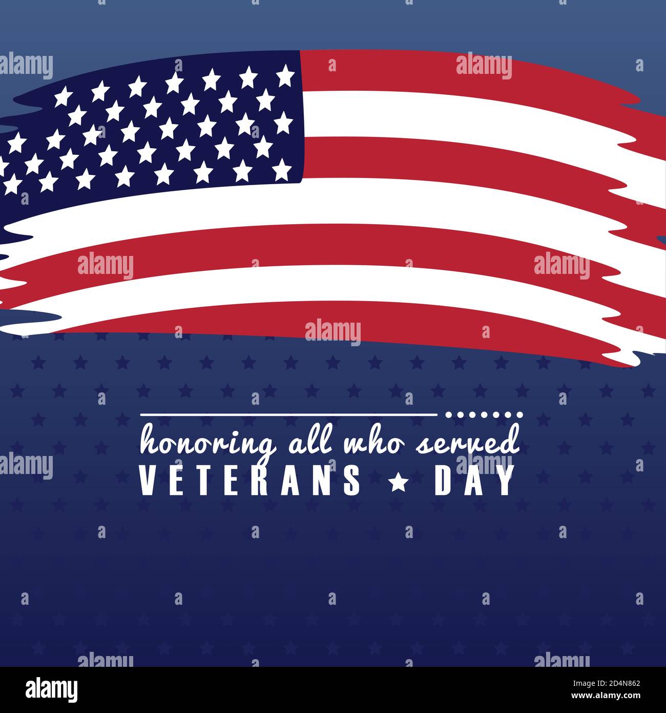 happy veterans day lettering with usa flag painted vector illustration ...