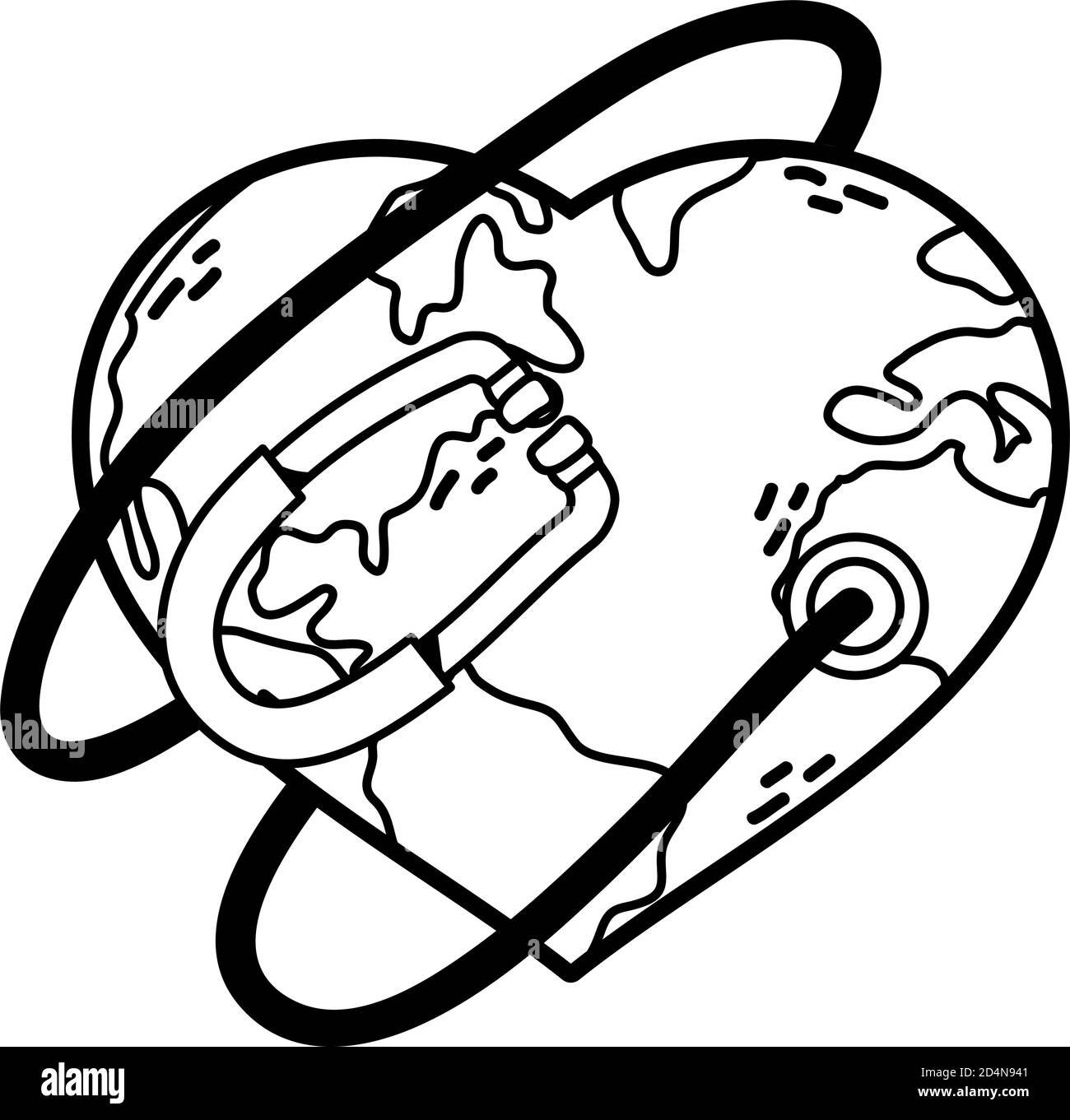 world planet earth with hearted shape and stethoscope vector ...