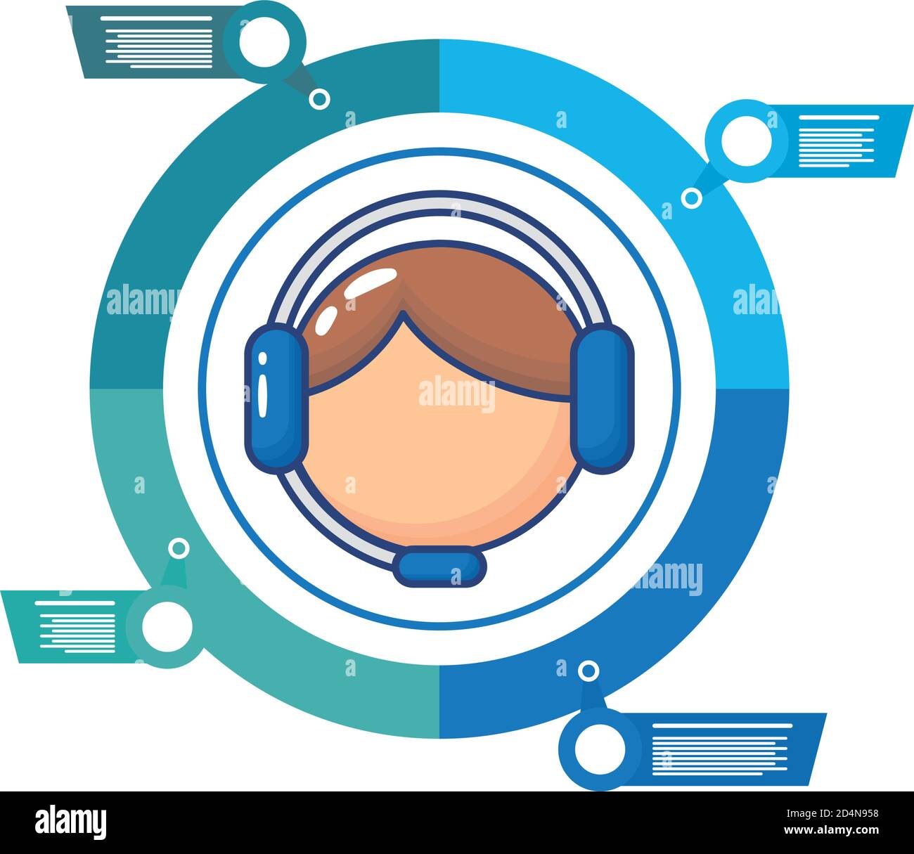 man with headset infographics statistics flat style icon vector ...