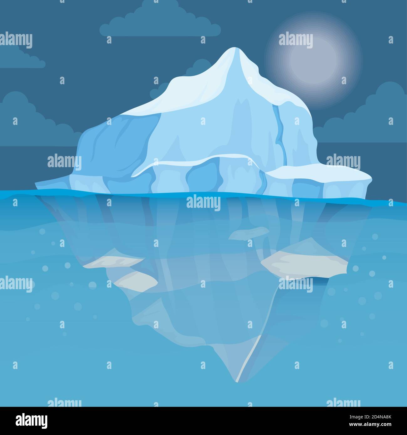 iceberg block arctic night scene landscape vector illustration design ...