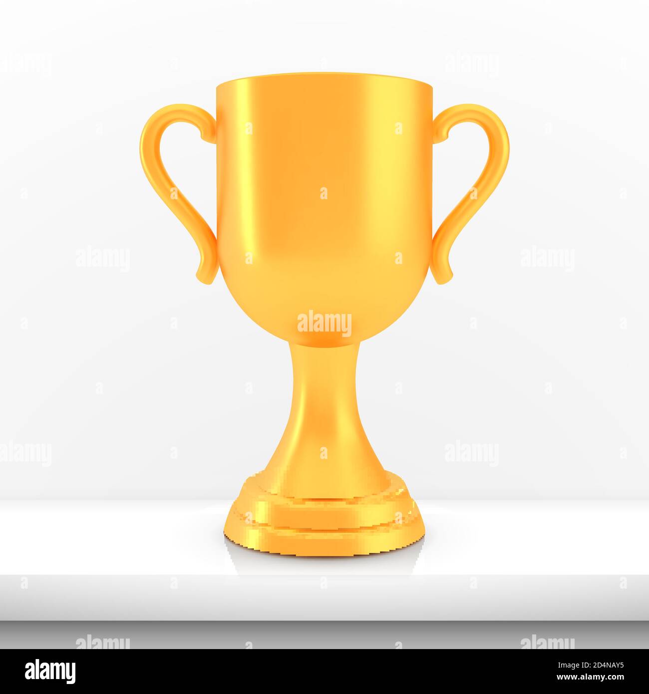 Winner cup award, golden trophy logo isolated on white shelf table ...