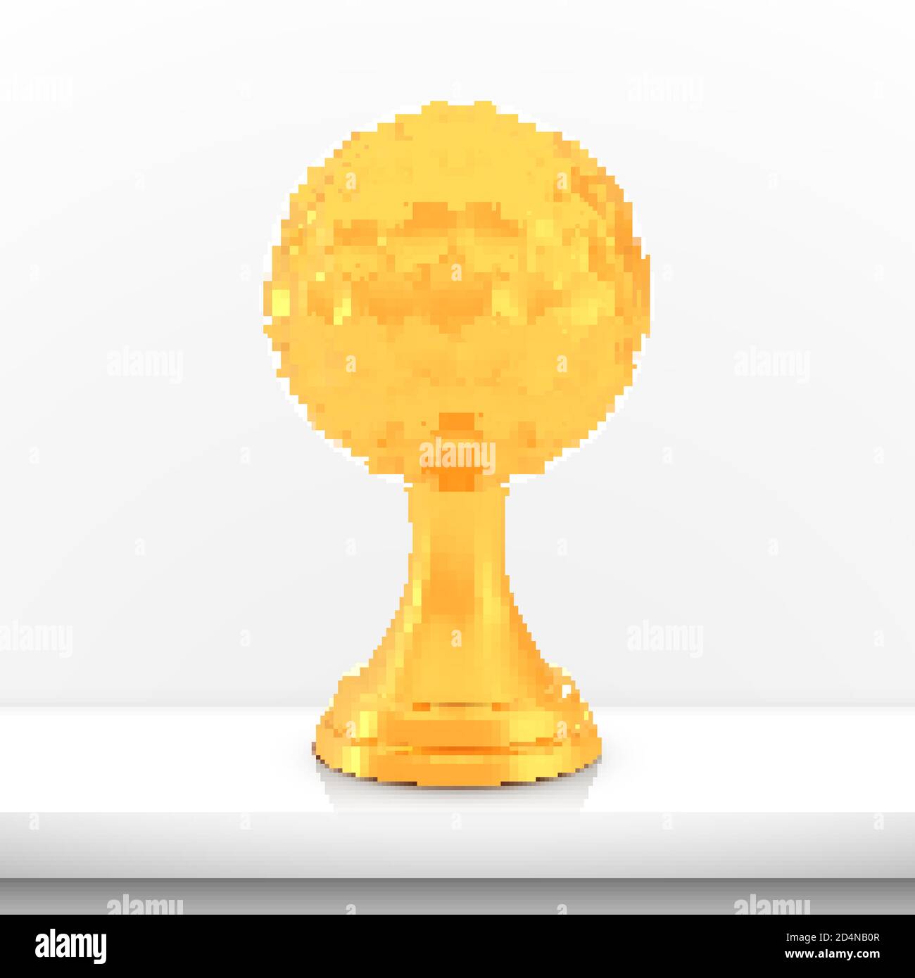 Winner golf cup award, golden trophy logo isolated on white shelf table ...