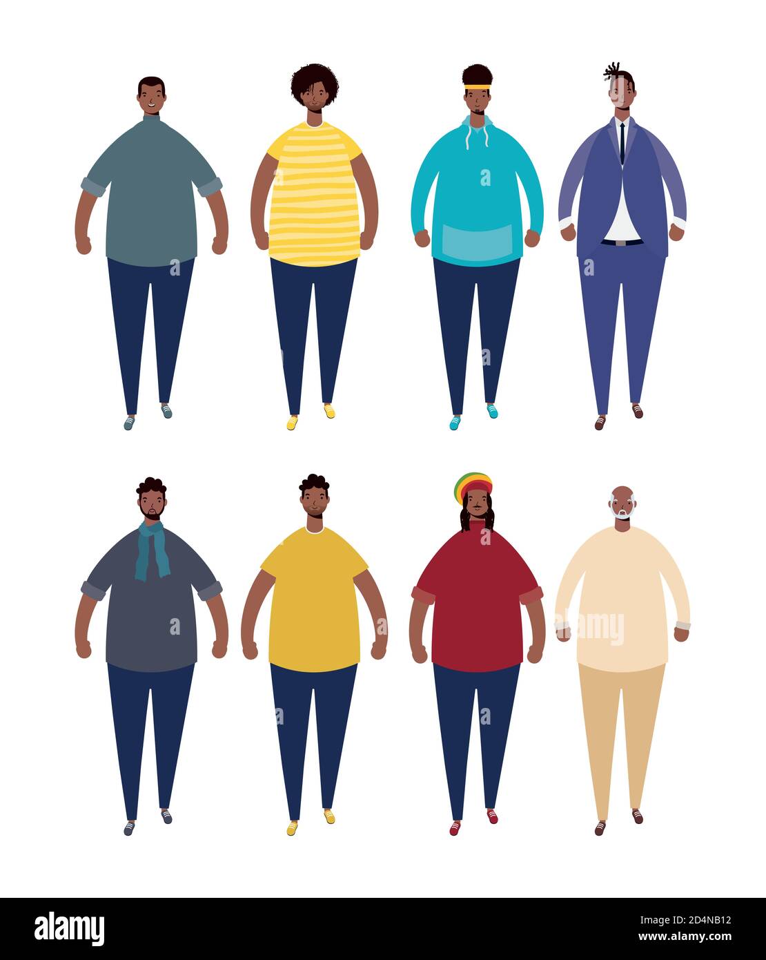 group of afro men characters vector illustration design Stock Vector ...