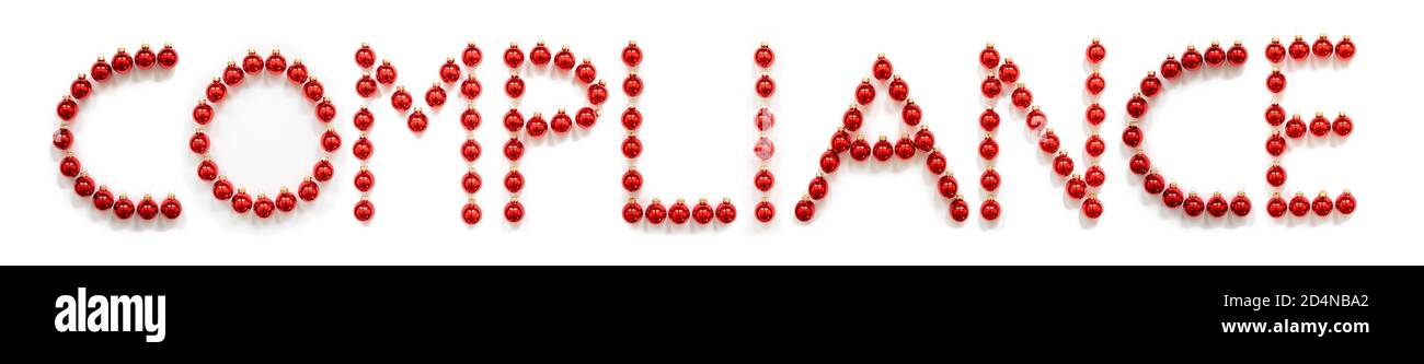 Red Christmas Ball Ornament Building Word Compliance Stock Photo - Alamy