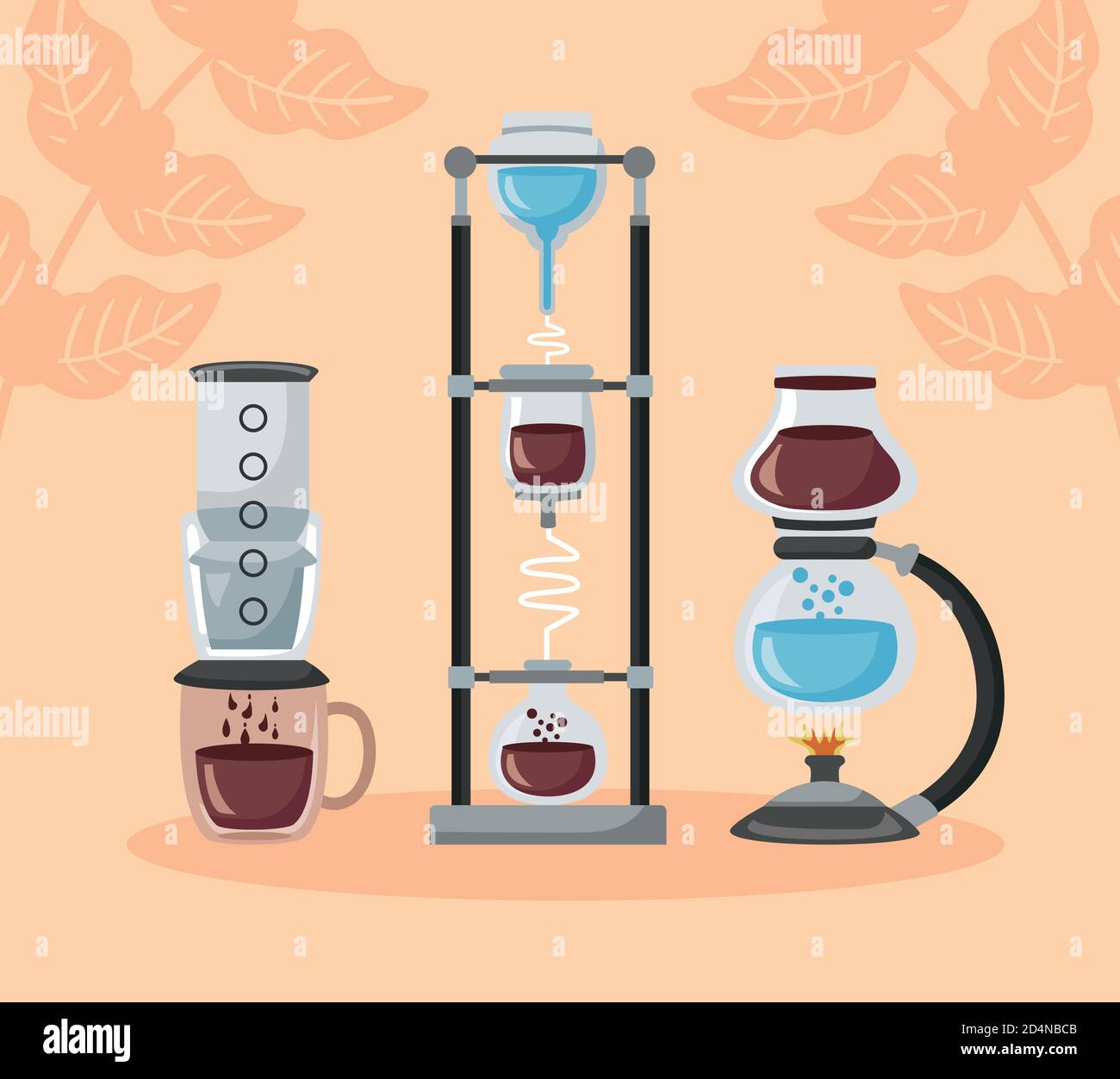 coffee brewing methods poster with set makers utensils vector ...