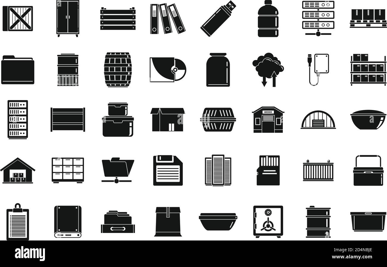 Storage warehouse icons set. Simple set of storage warehouse vector ...