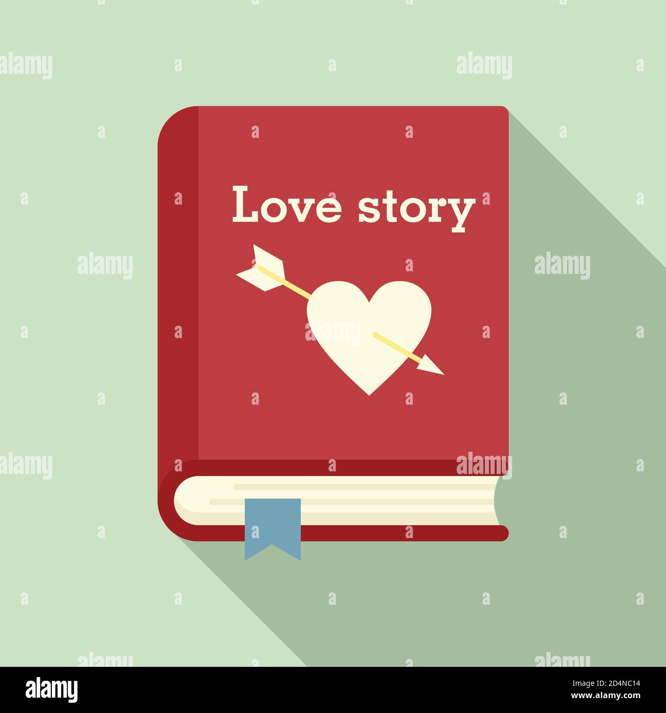 Love story book icon. Flat illustration of love story book vector icon ...