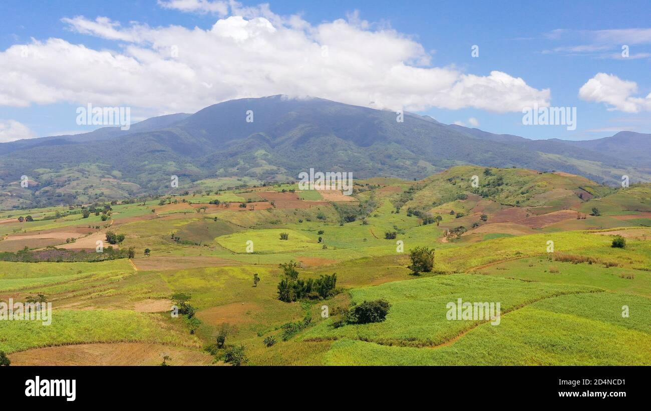 Farm and agricultural land with crops in the mountainous area of the ...