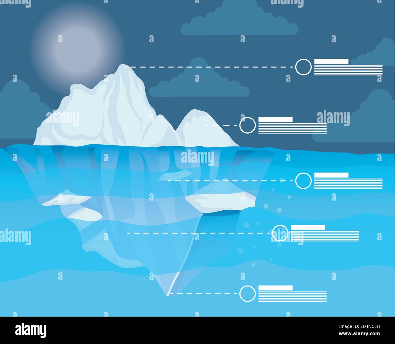 iceberg block with infographic arctic night scene landscape vector ...