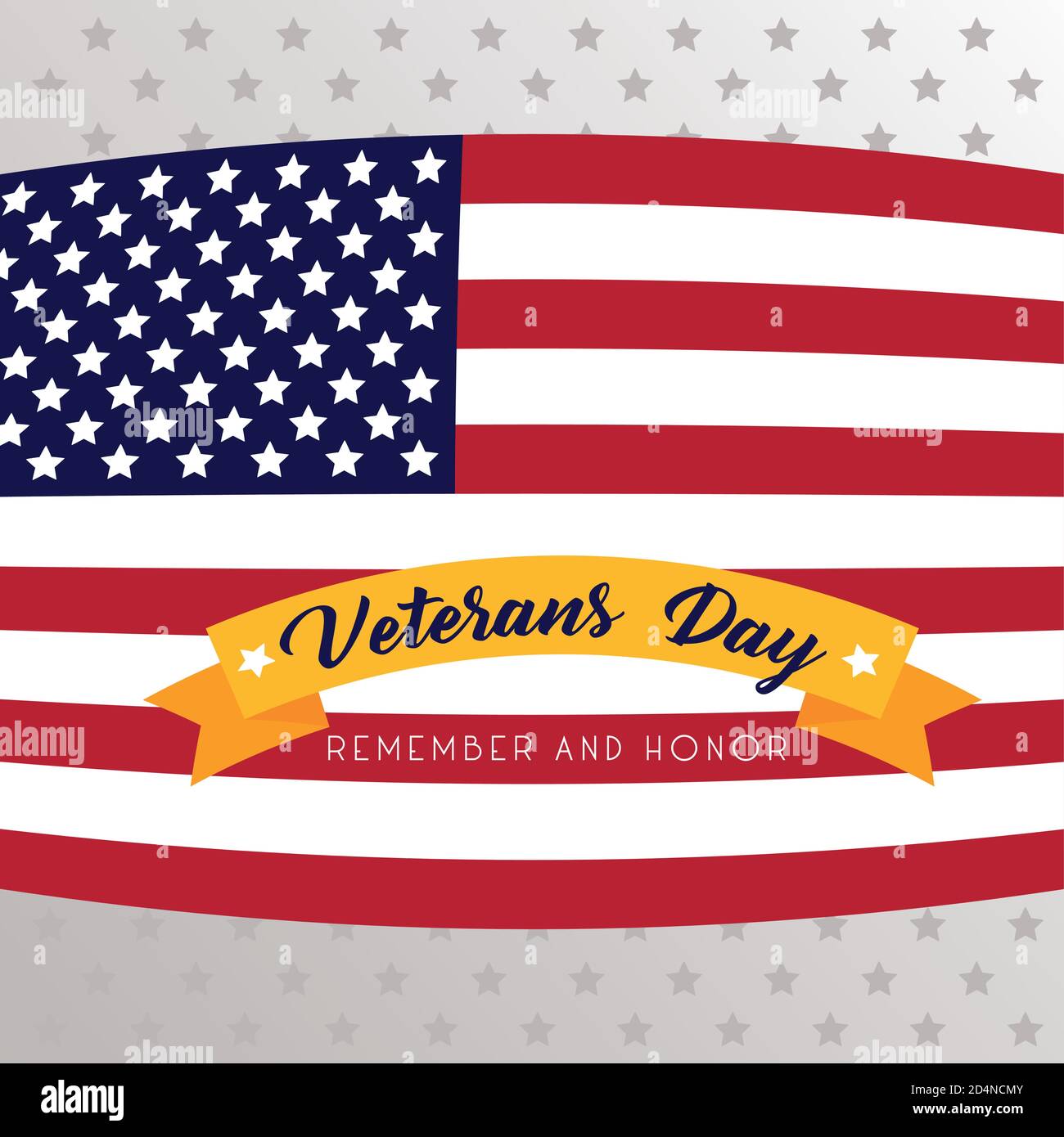 happy veterans day lettering with usa flag in gray background vector ...
