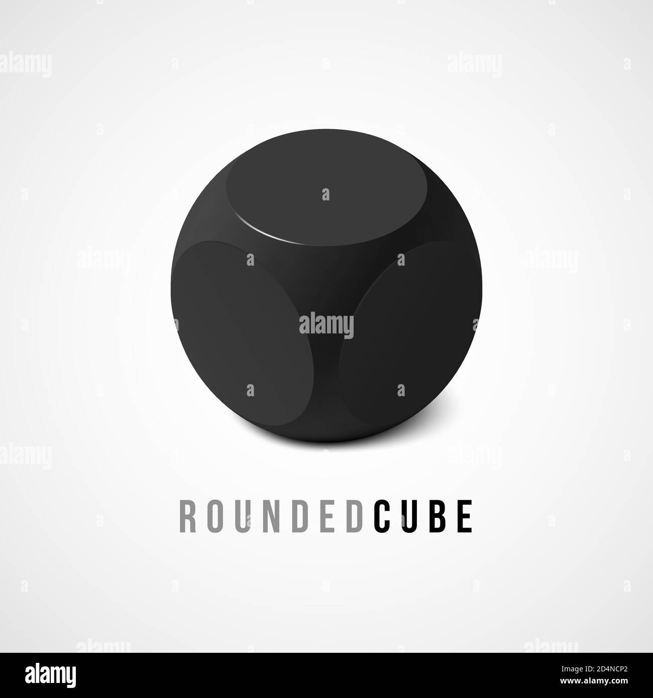 One isometric black cube with rounded edges and angles, matte photo ...