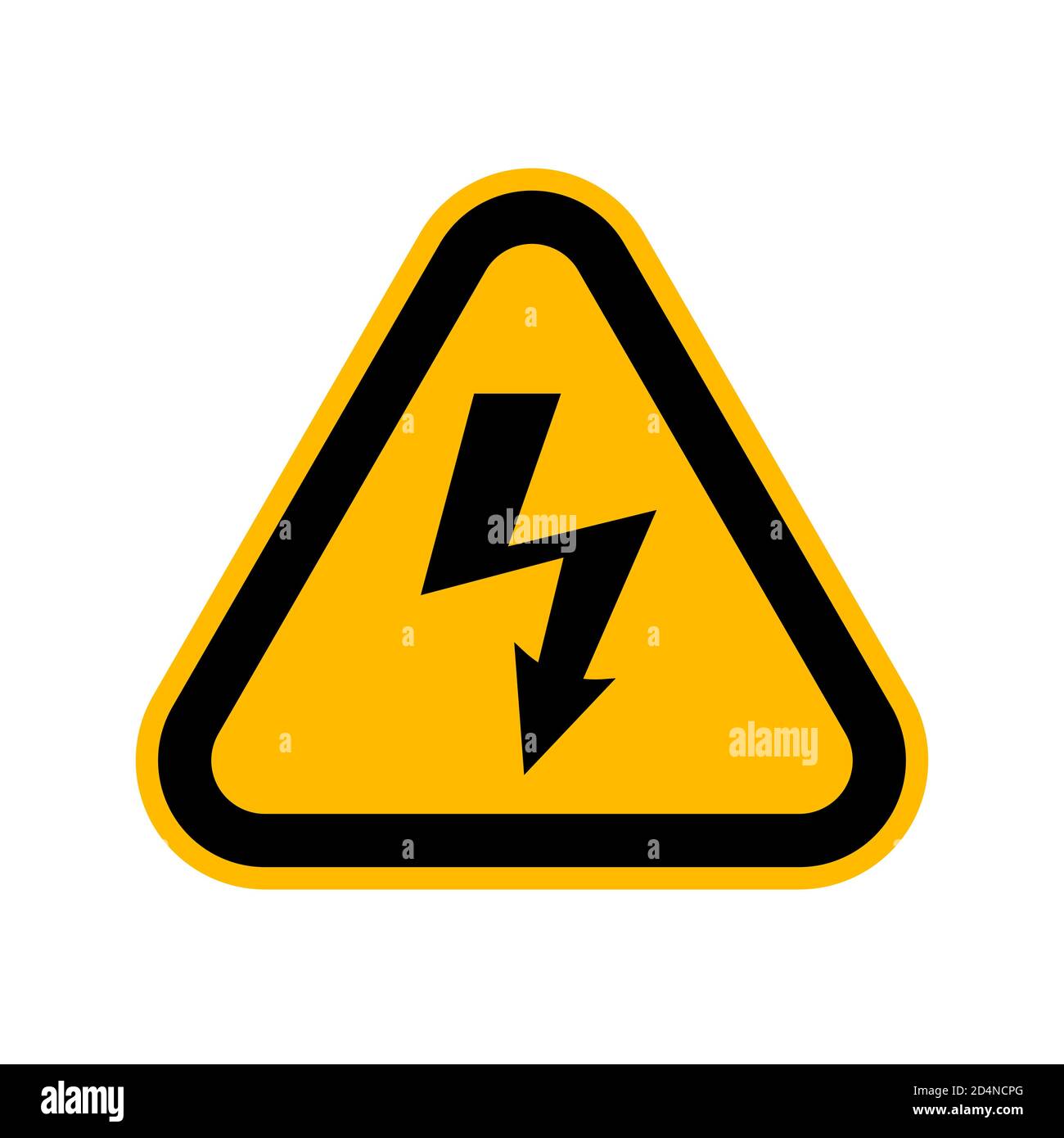 Attention beware high voltage sign, danger triangle symbol isolated on ...