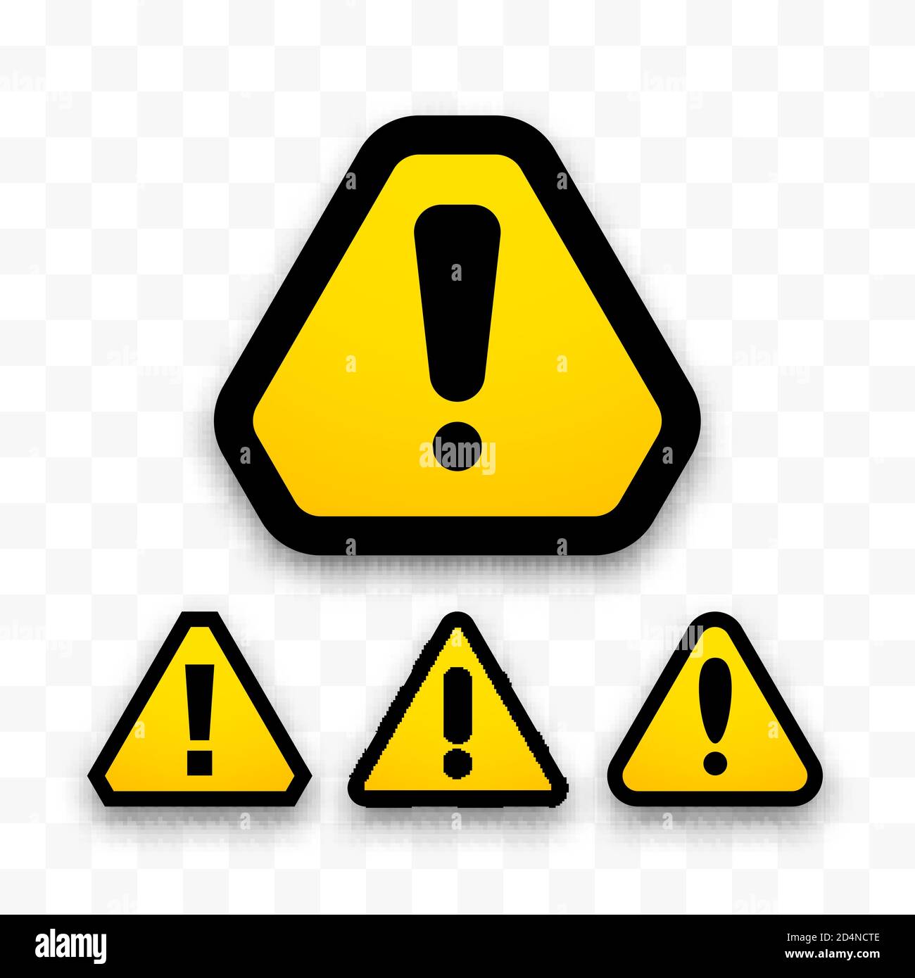 Set of hazard warning attention signs, danger triangle symbols isolated ...