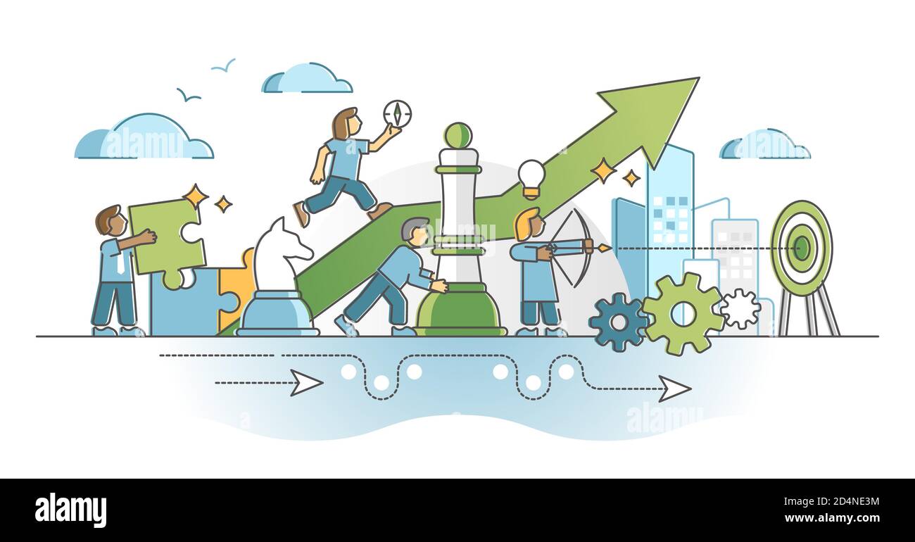 Strategic planning work with smart business tactics moves outline ...