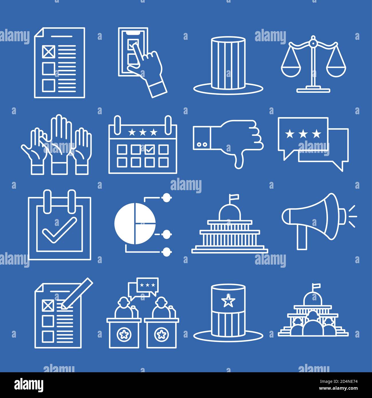 usa elections and vote line style icons group design, President ...