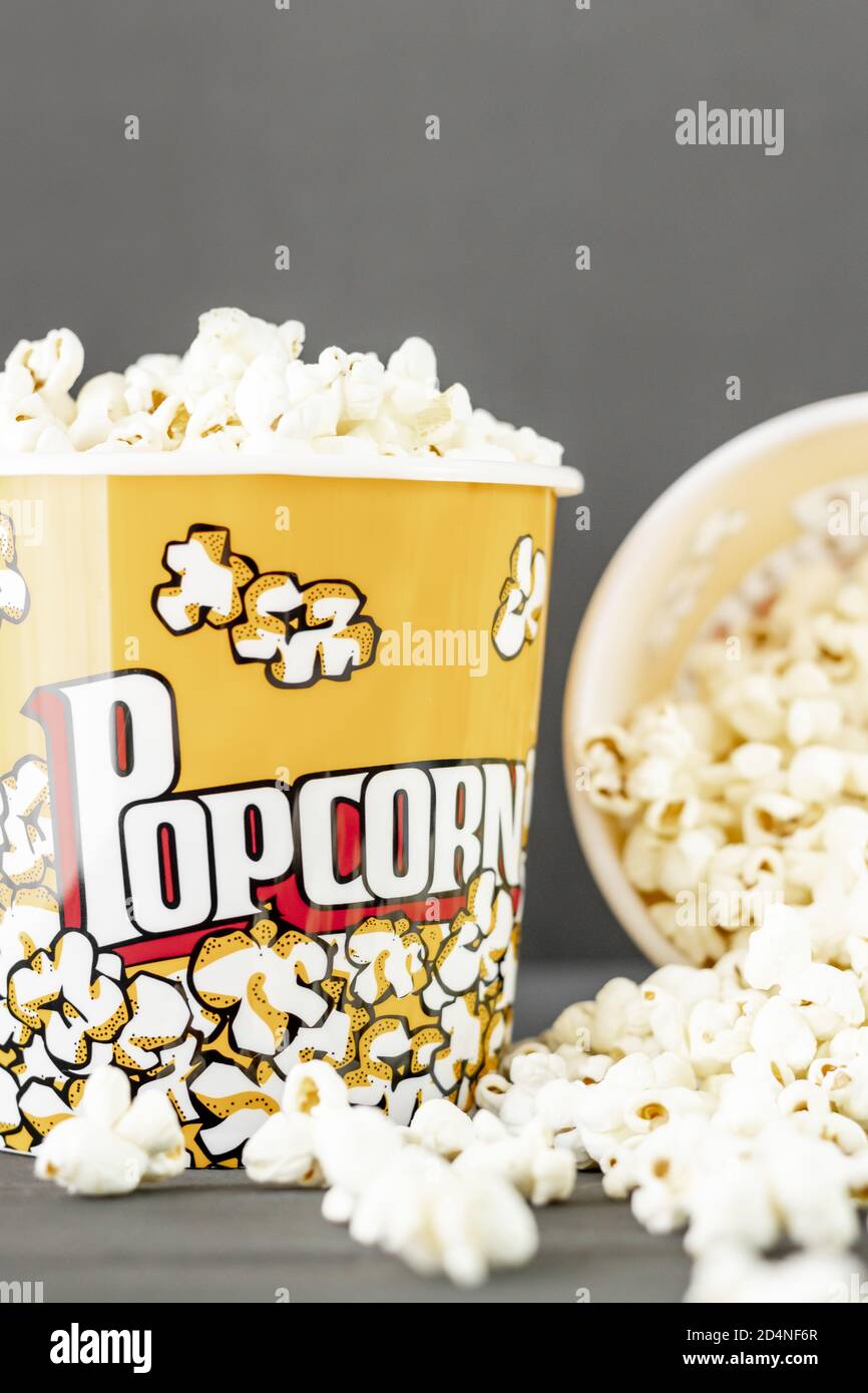 Closeup shot of popcorn on an isolated studio background - concept of ...