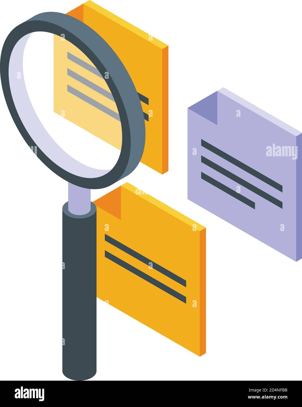 Magnifying glass isometric blue Stock Vector Images - Alamy