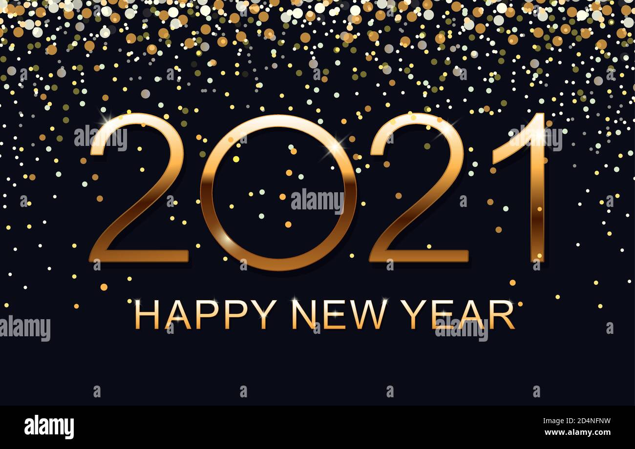 Happy new 2021 year. Elegant gold text. Vector illustration Stock ...