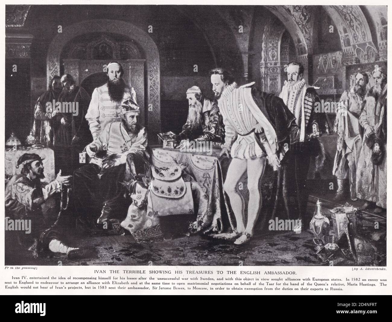 Ivan the Terrible showing his treasures to The English Ambassador Stock ...