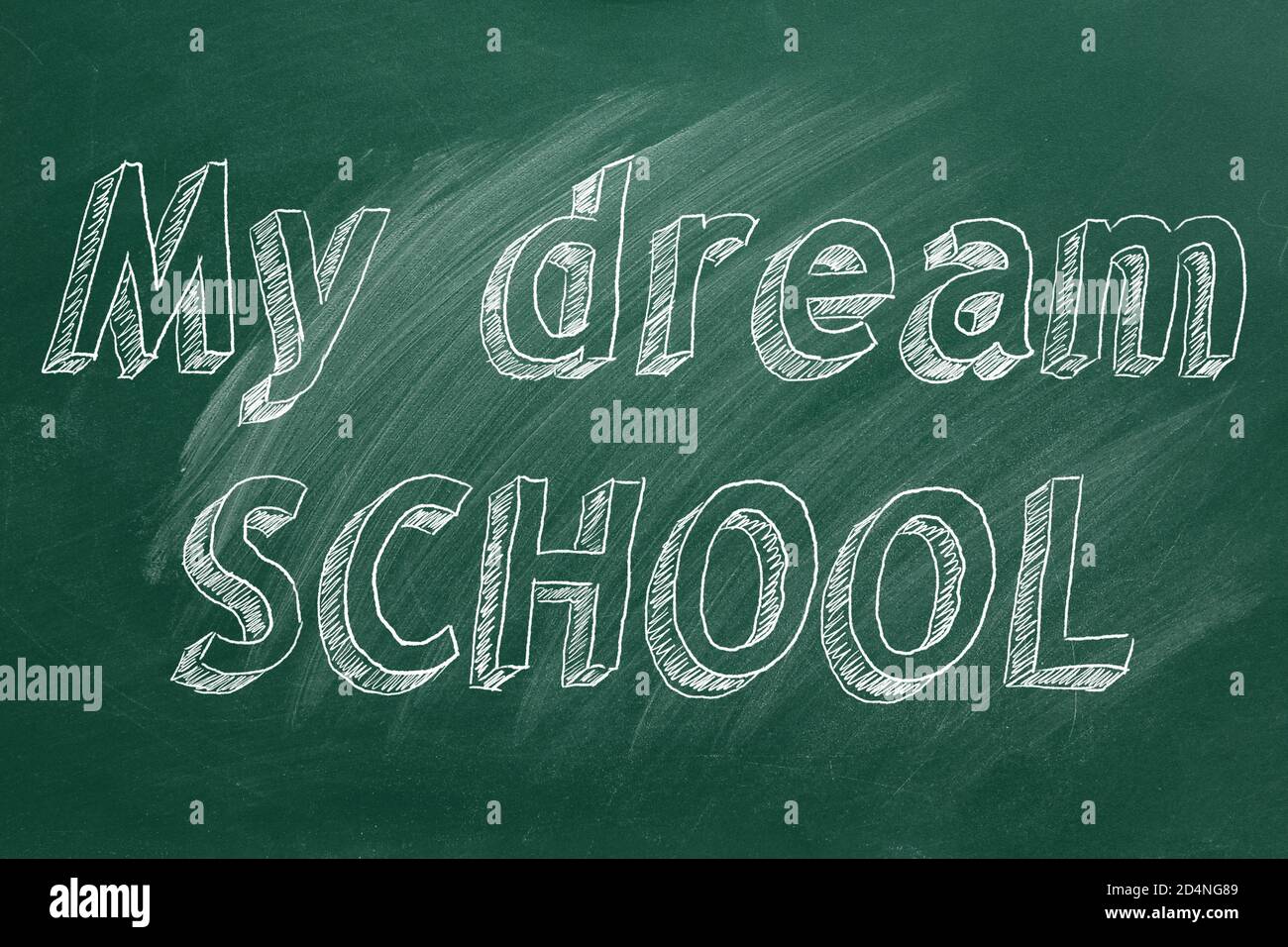 Hand drawing "My dream school" on green chalkboard Stock Photo - Alamy