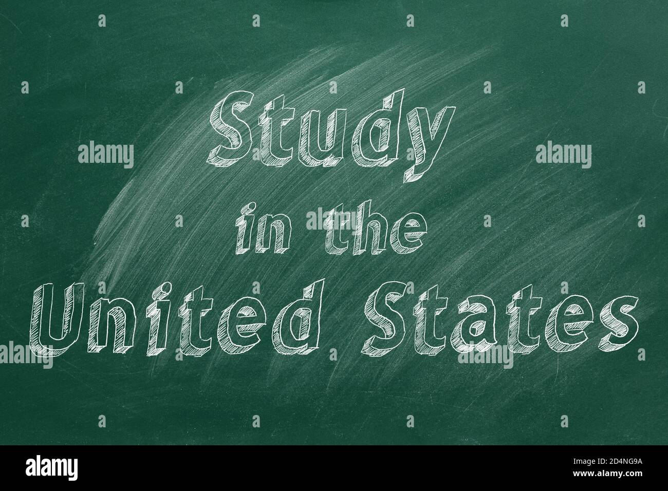 Hand drawing "Study in the United States" on green chalkboard Stock ...