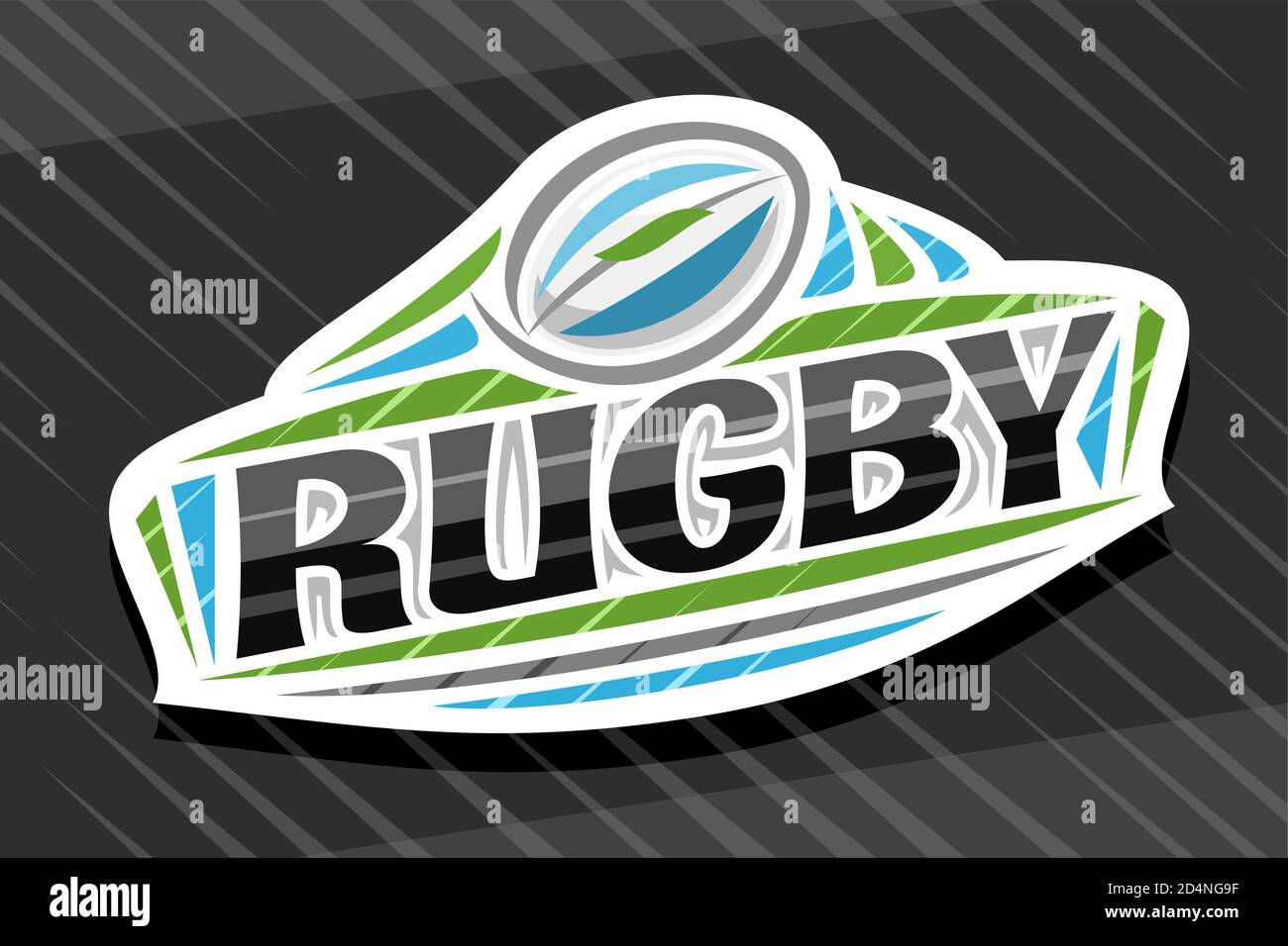 Vector logo for Rugby Sport, white modern emblem with illustration of ...