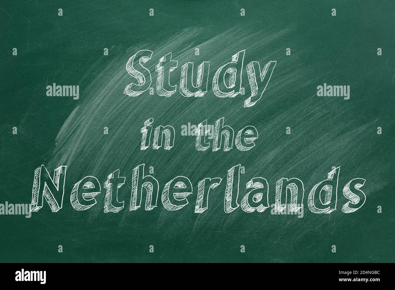 Hand drawing "Study in the Netherlands" on green chalkboard Stock Photo ...